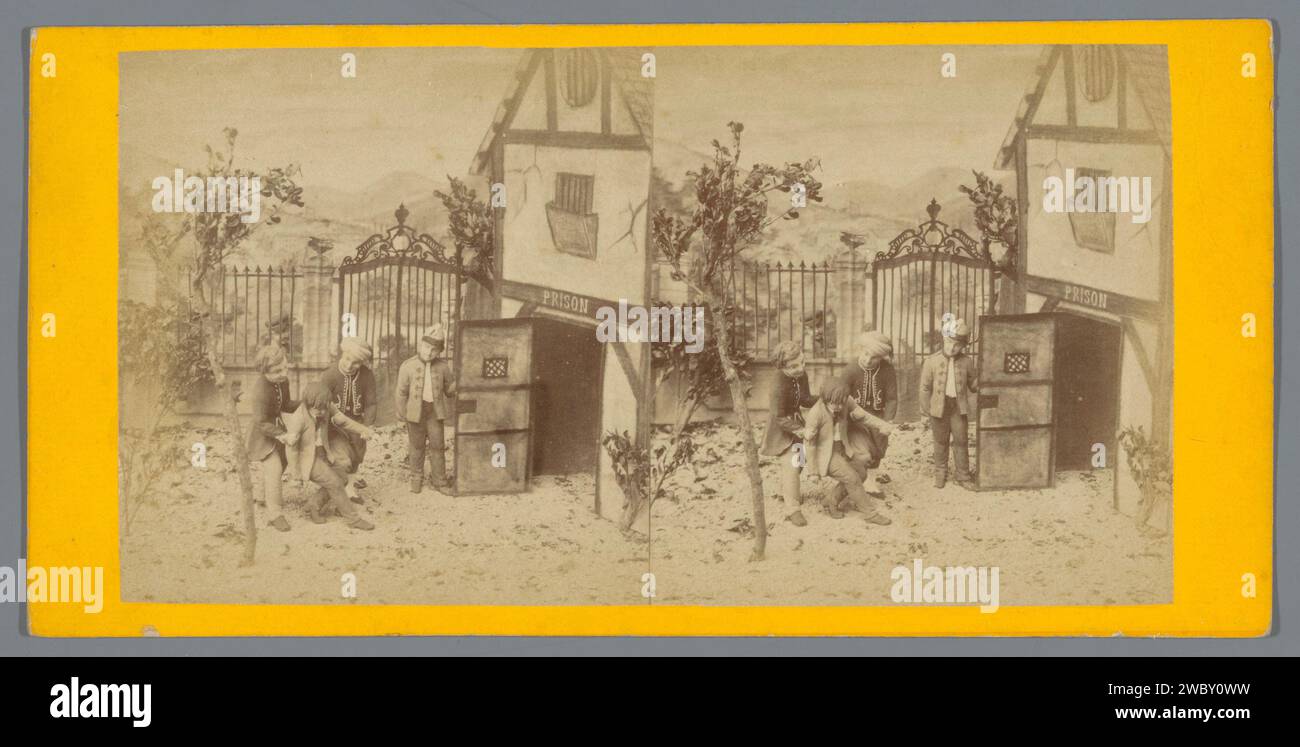 Staging dolls in a decor, representing a prisoner who is introduced a ...