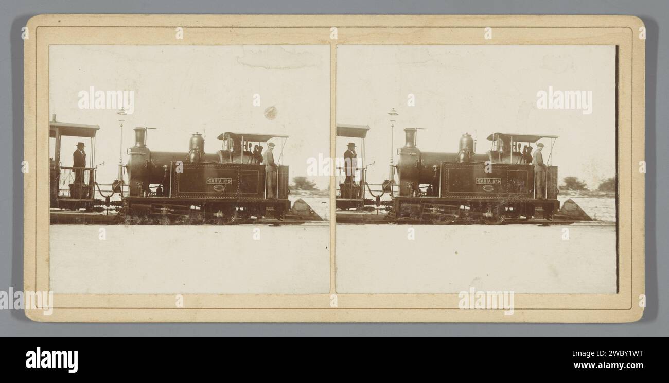 Steam locomotive Cania 1, Anonymous, 1868 - 1890 stereograph cardboard ...