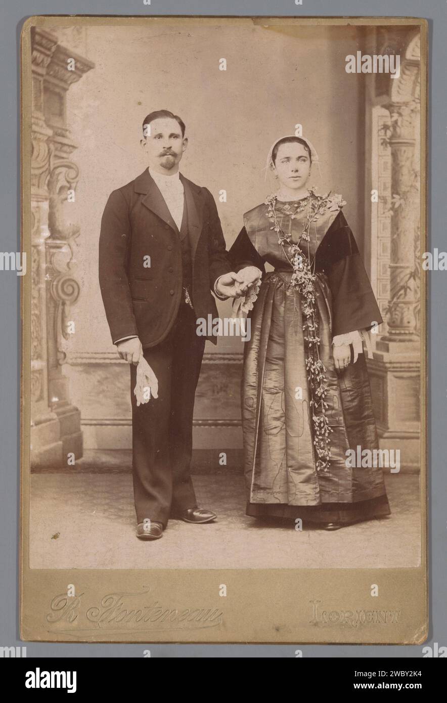 Portrait of an unknown man and woman, presumably a bridal couple, R ...