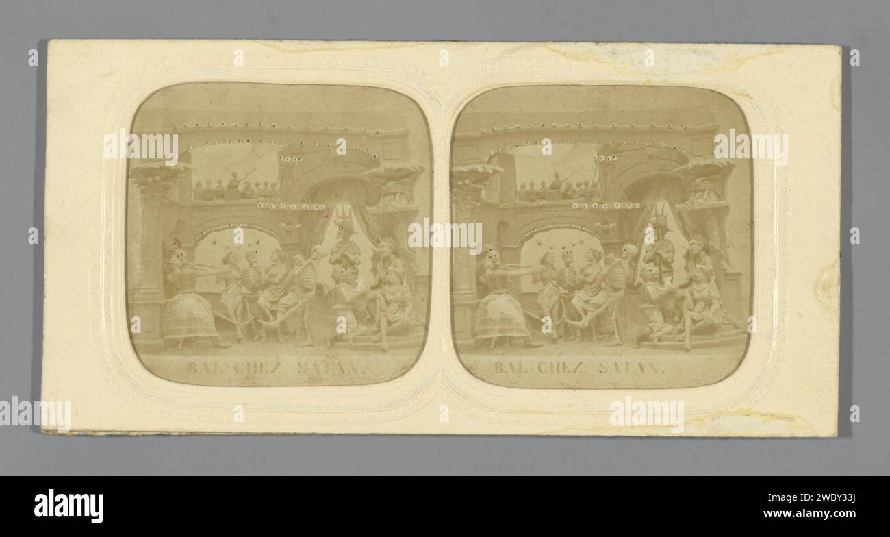 Skeletes dancing with women on a ball, anonymous, 1868 - 1873 tissue ...