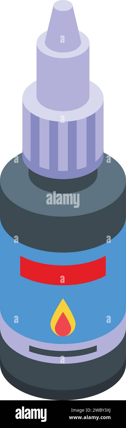 Tattoo colorful ink bottle icon isometric vector. Studio tool. Fashion ...