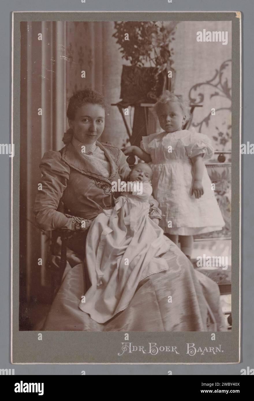 Portrait of an unknown woman with two children, Adriaan Boer, c. 1887 ...