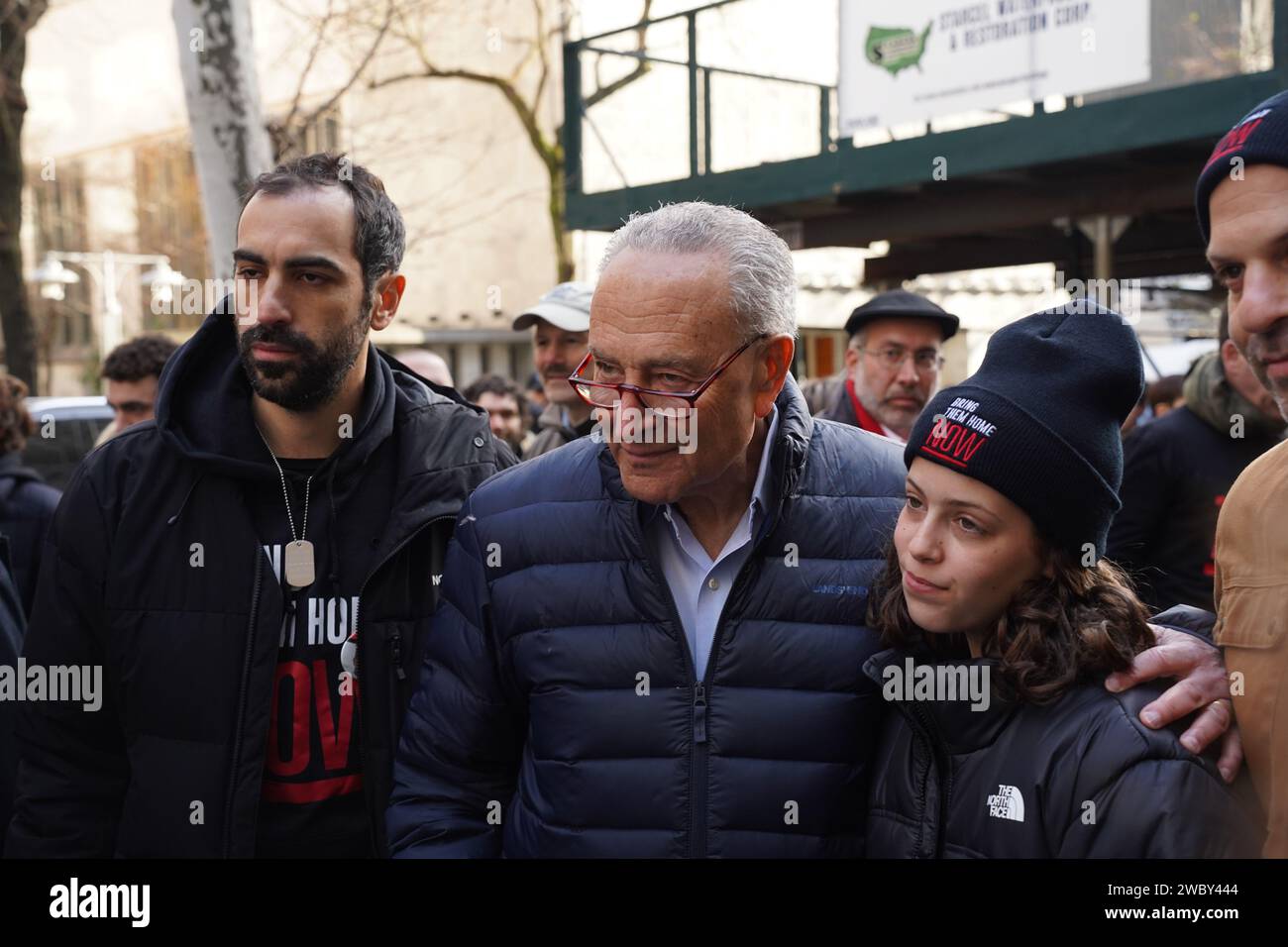 Manhattan, United States. 12th Jan, 2024. Senator Chuck Schumer takes a ...