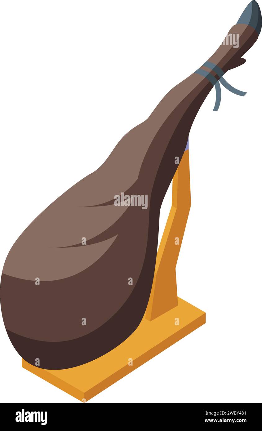 Jamon on wooden stand icon isometric vector. Sesame hamon. Leg gourmet ...
