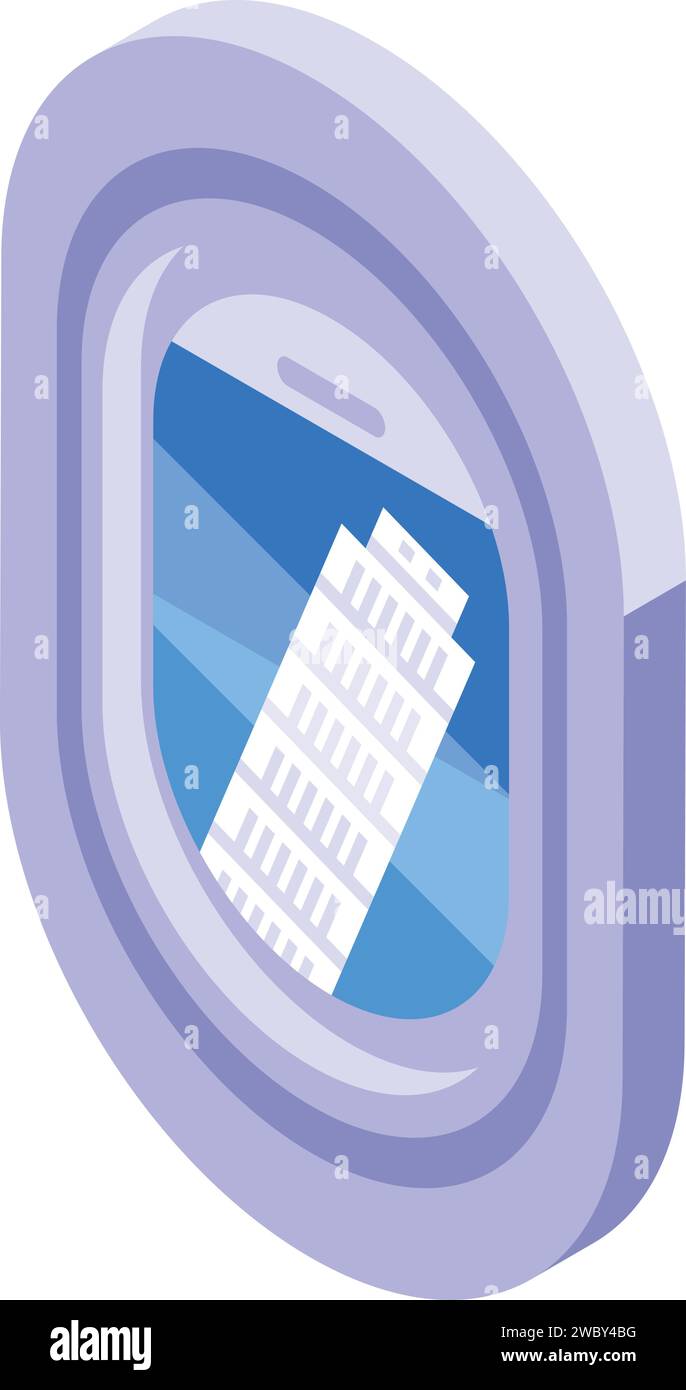Airplane window over italy icon isometric vector. Jet vacation. Travel ...