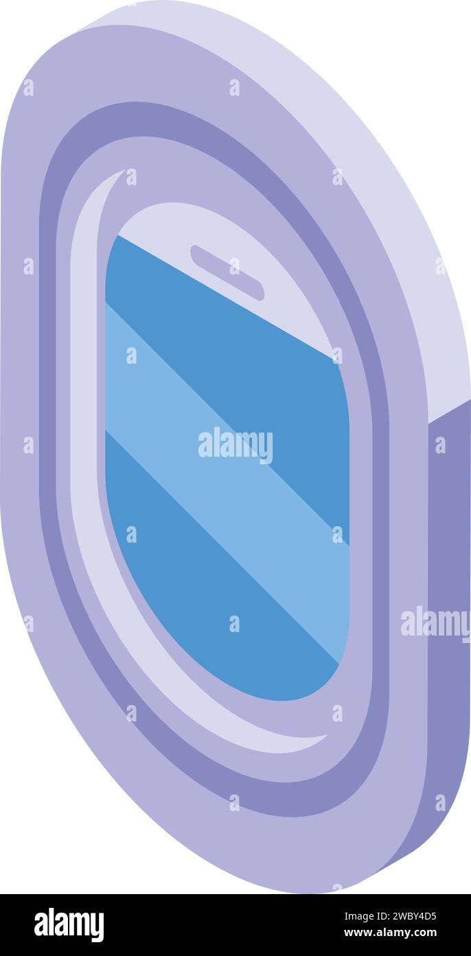 Blue sky airplane window icon isometric vector. Fly travel. Open clouds ...