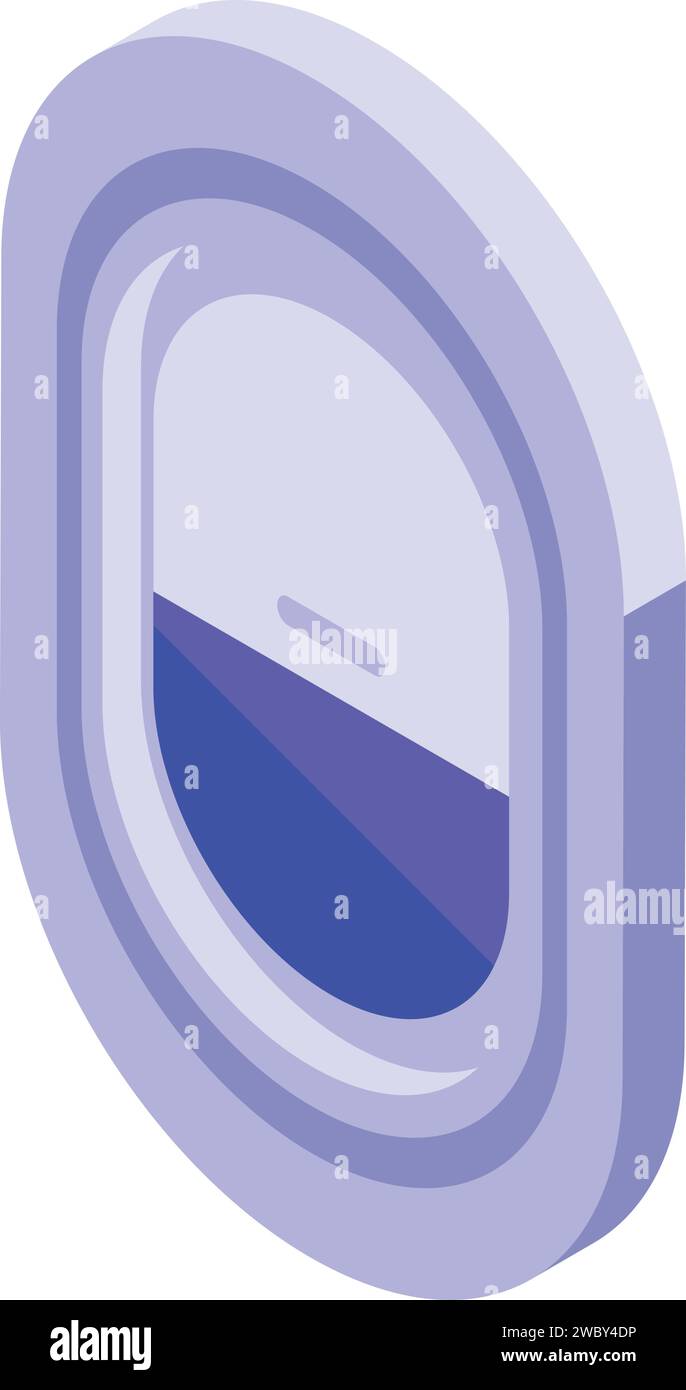 Half open airplane window icon isometric vector. Travel sky. Side ...