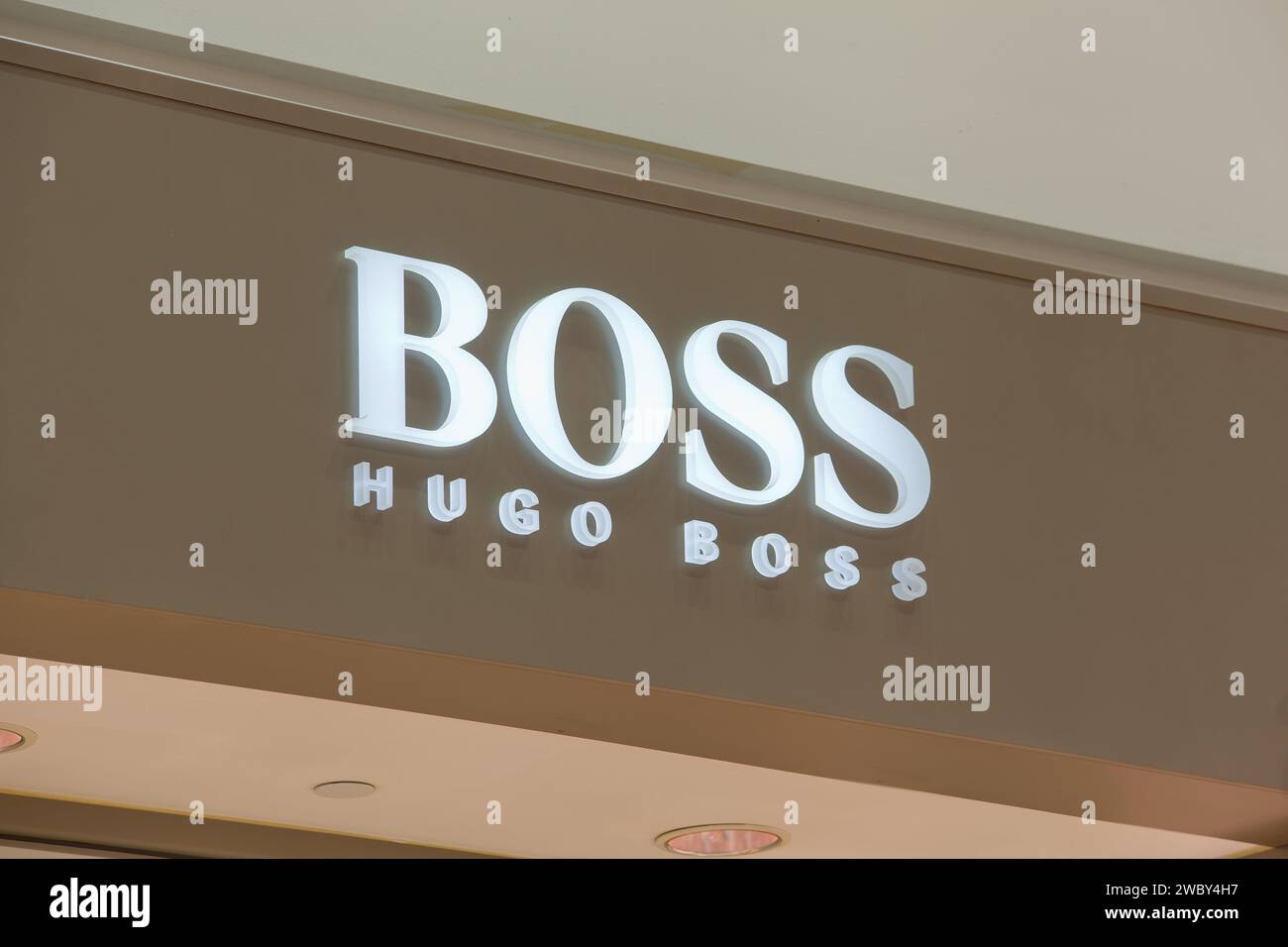 Luxury store signs at high end Westfield shopping centers Stock Photo ...