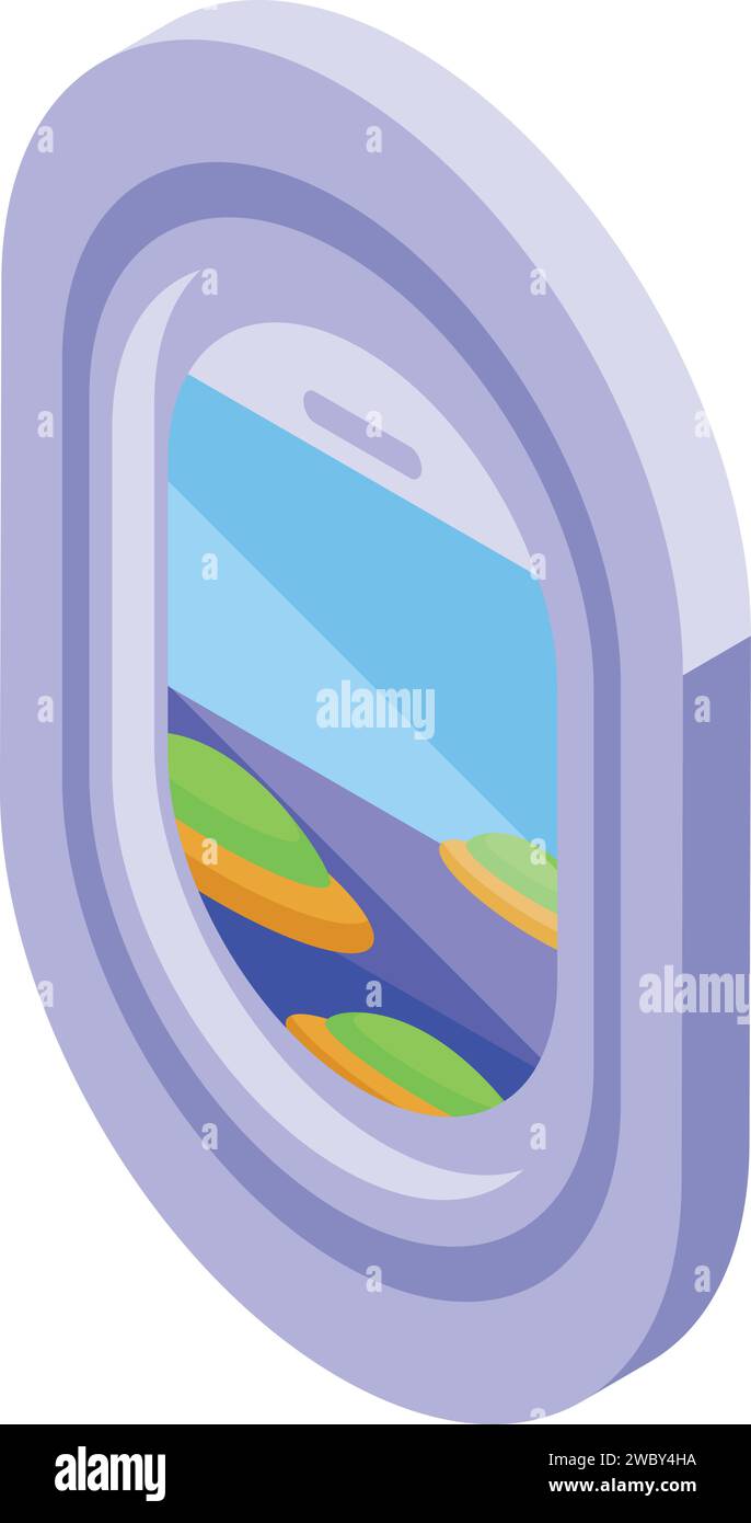 Tourism airplane window icon isometric vector. Inside travel. Art jet ...