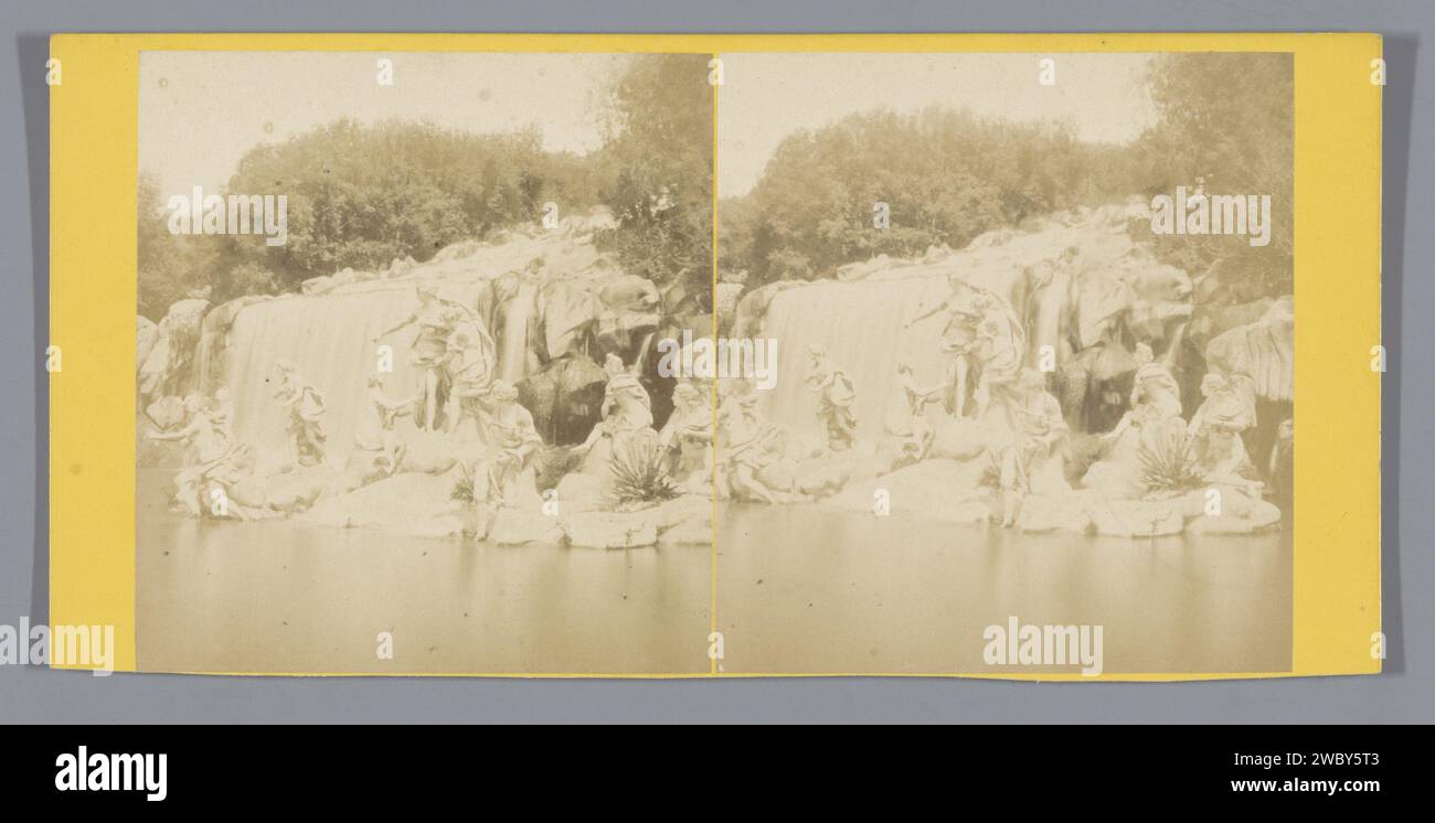 Fontein van Diana and Actaeon at the Palace of Caserta, Anonymous, 1850 - 1880 stereograph ...