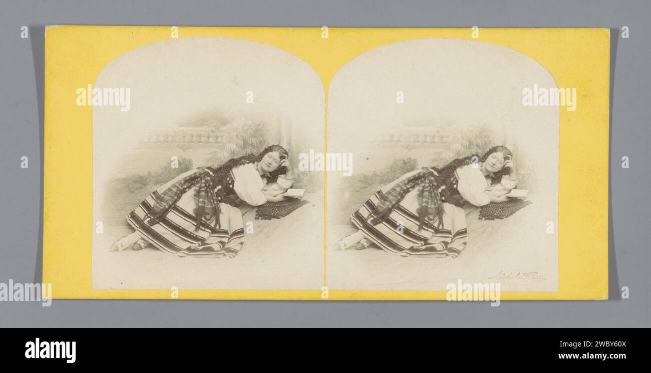 Kate Terry lying with a book, Adolphe Beau, c. 1850 - c. 1880 ...