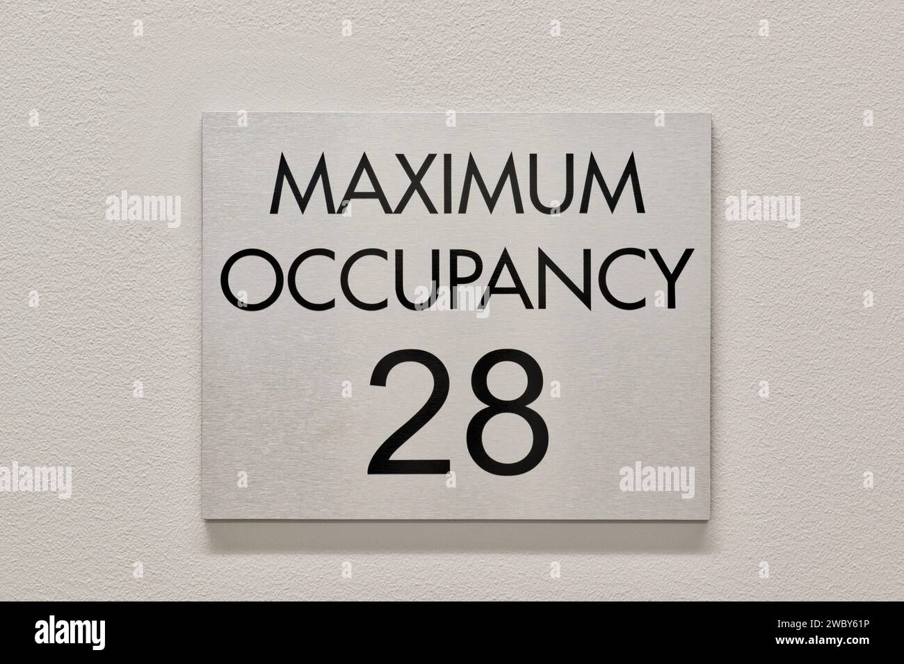 Maximum Occupancy sign on a white interior wall in a commercial ...