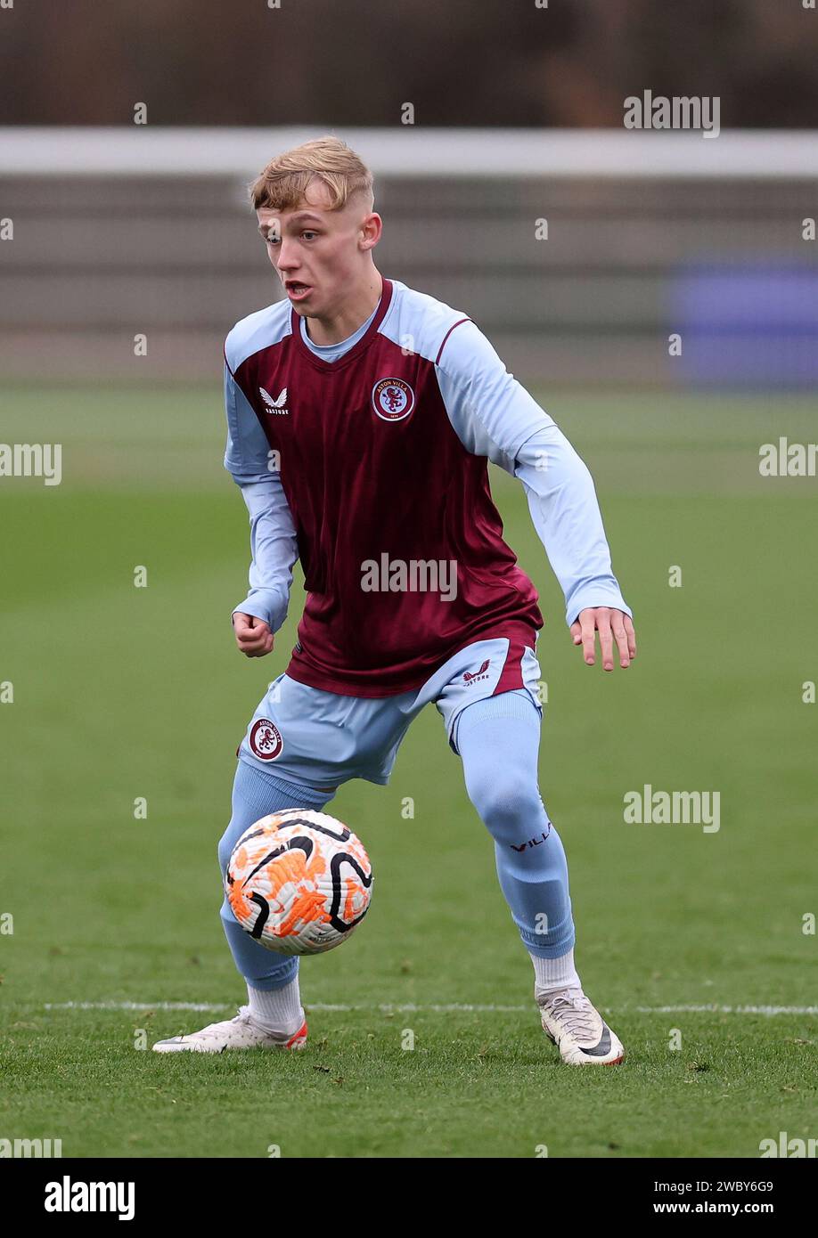 Enfield, UK. 12th Jan, 2024. Cole Brannigan of Aston Villa U18 during ...
