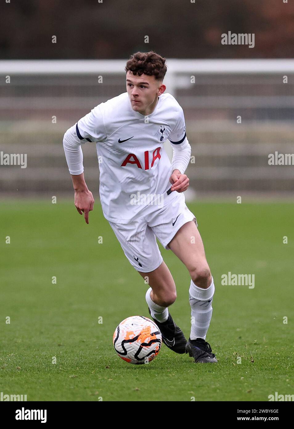 Enfield, UK. 12th Jan, 2024. Maeson King of Tottenham Hotspur U18 ...