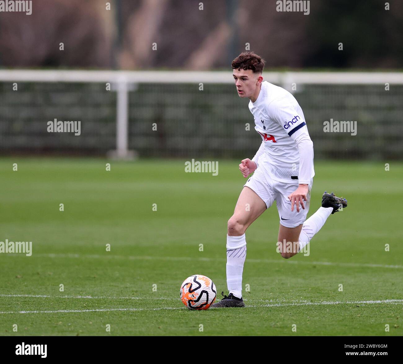 Enfield, UK. 12th Jan, 2024. Maeson King of Tottenham Hotspur U18 ...