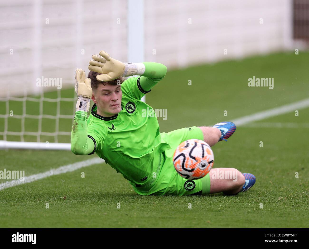 Enfield, UK. 12th Jan, 2024. Sam Proctor of Aston Villa U18 during the ...
