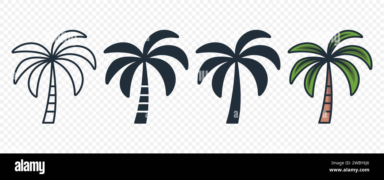 Vector Palm Trees, Palm Tree Icon Set Isolated. Design Template for ...