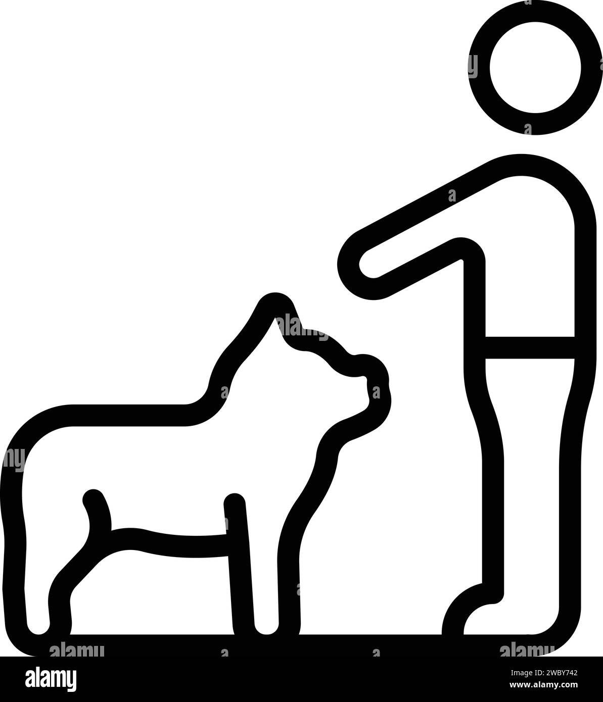 Stay here dog icon outline vector. School training. Online walk owner ...