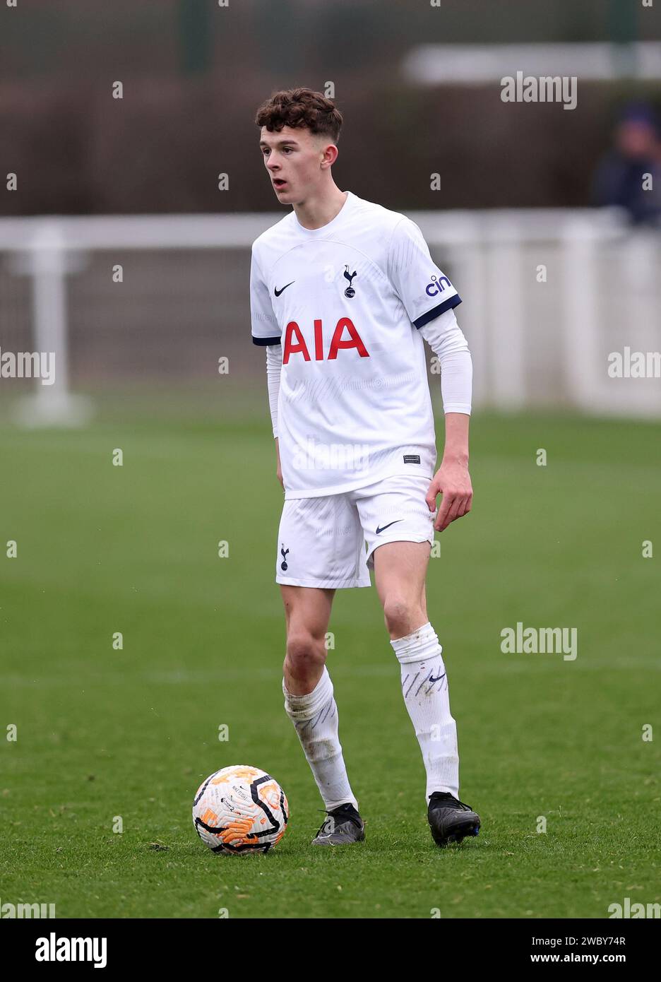 Enfield, UK. 12th Jan, 2024. Maeson King of Tottenham Hotspur U18 ...