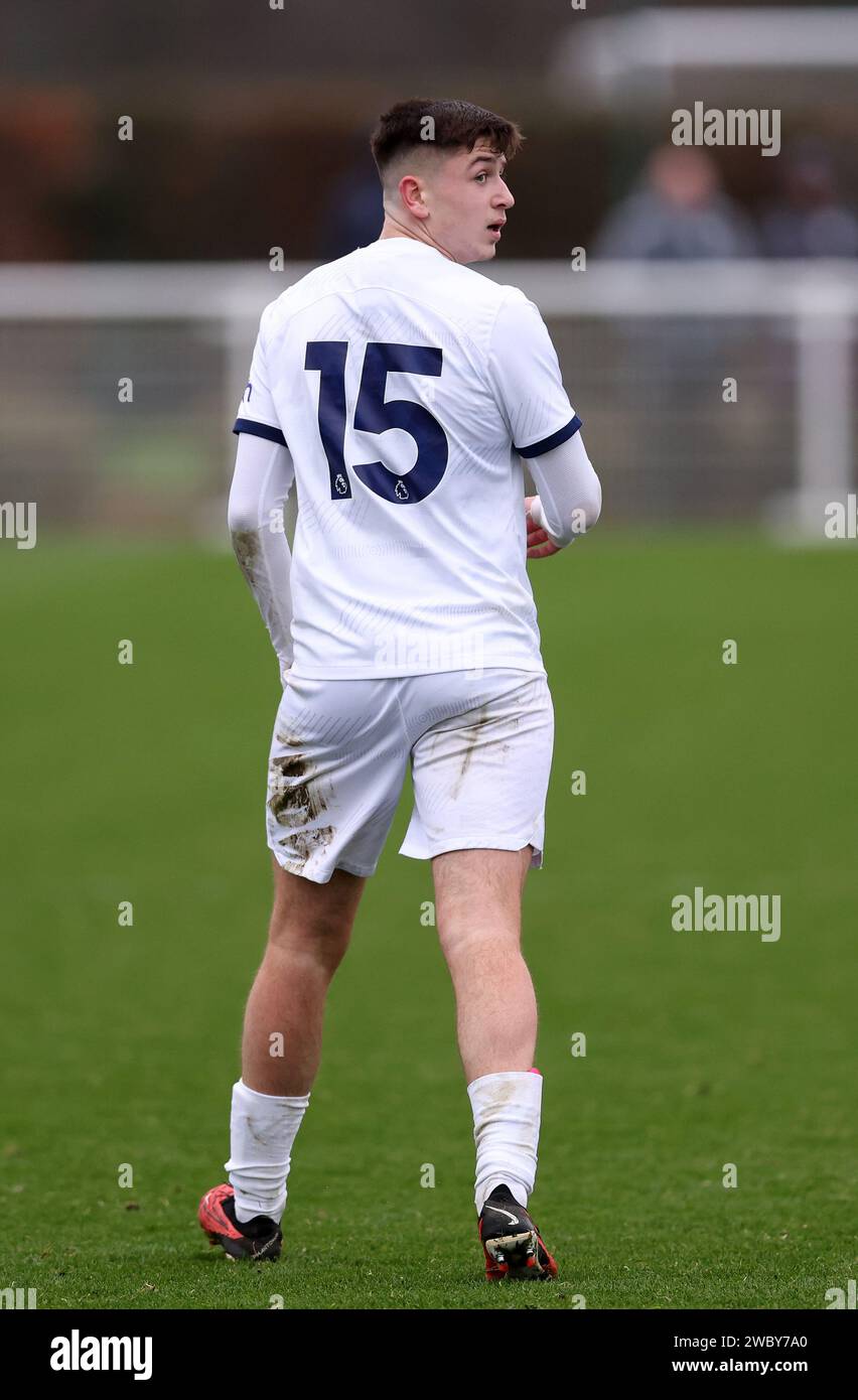 Enfield, UK. 12th Jan, 2024. Mikey Moore of Tottenham Hotspur U18 ...