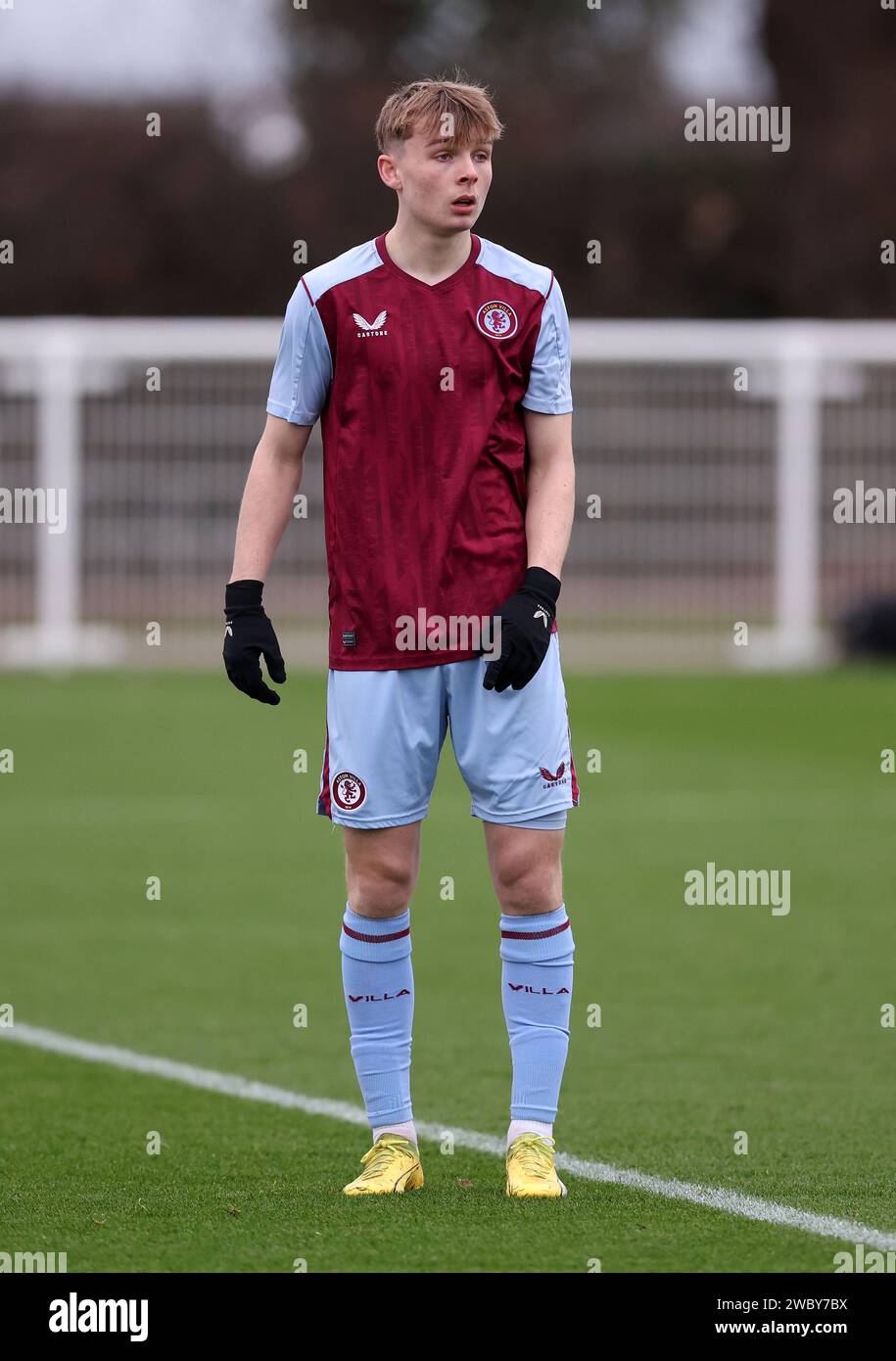 Enfield, UK. 12th Jan, 2024. Charlie Pavey of Aston Villa U18 during ...