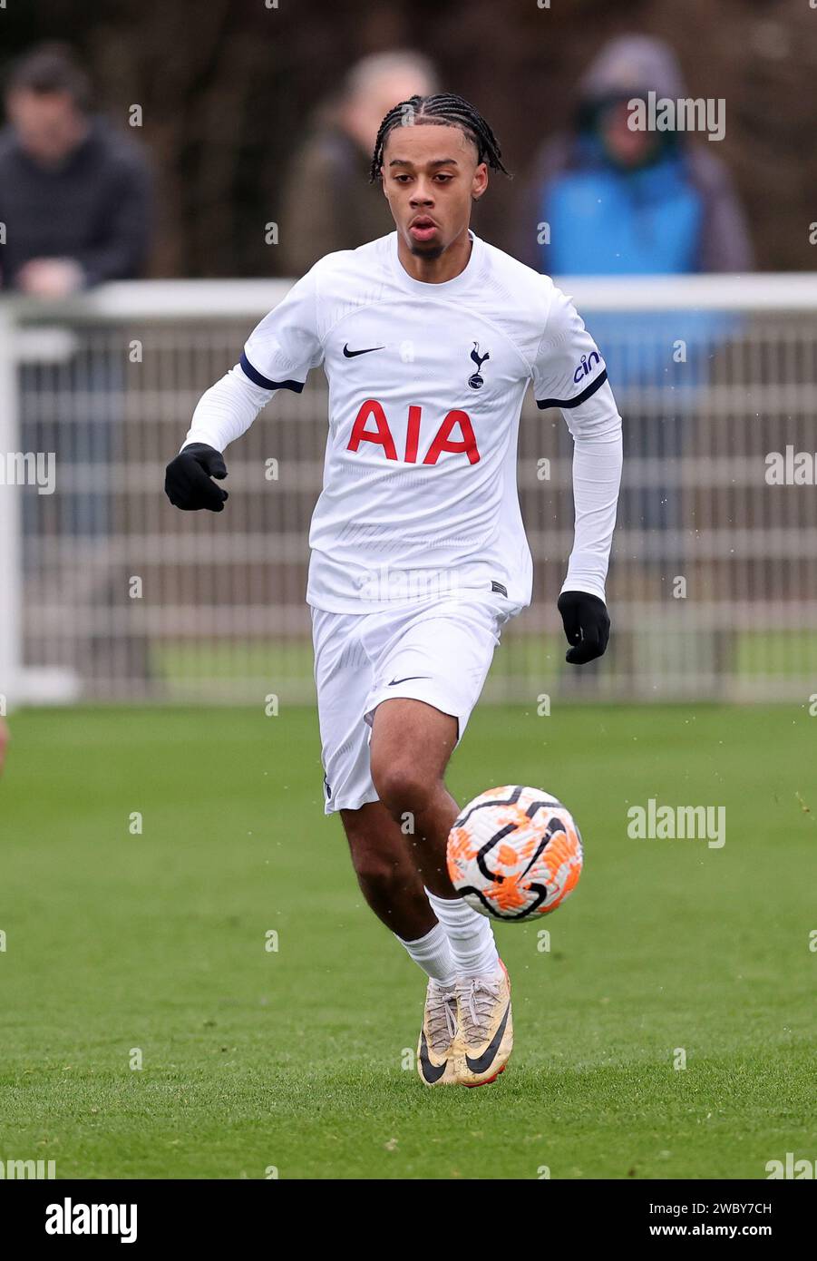 Enfield, UK. 12th Jan, 2024. Tyrese Hall of Tottenham Hotspur U18 ...