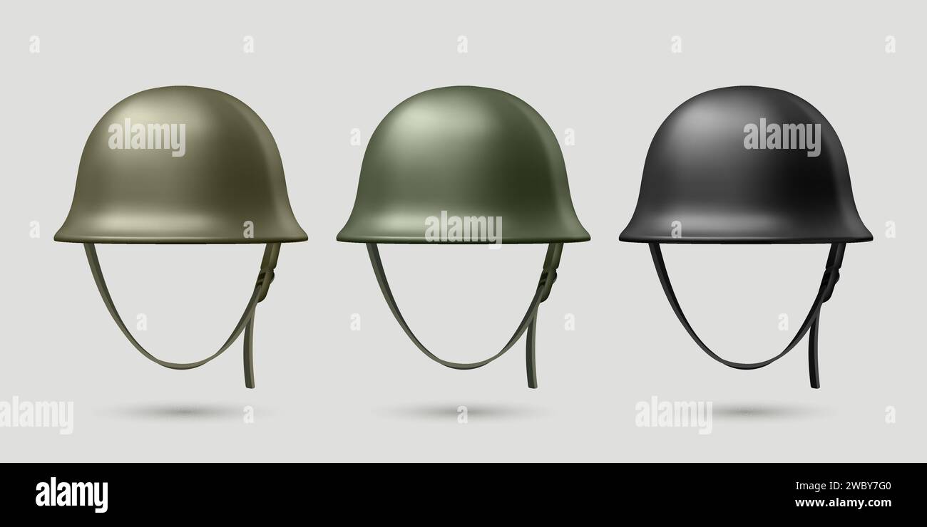 Vector 3d Realistic Military Protect Helmet Set Closeup Isolated ...
