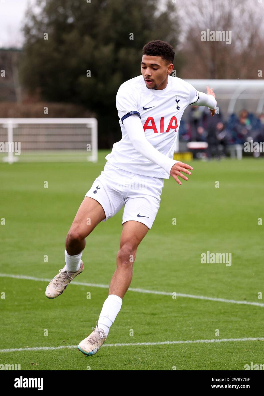 Enfield, UK. 12th Jan, 2024. Ellis Lehane of Tottenham Hotspur U18 ...
