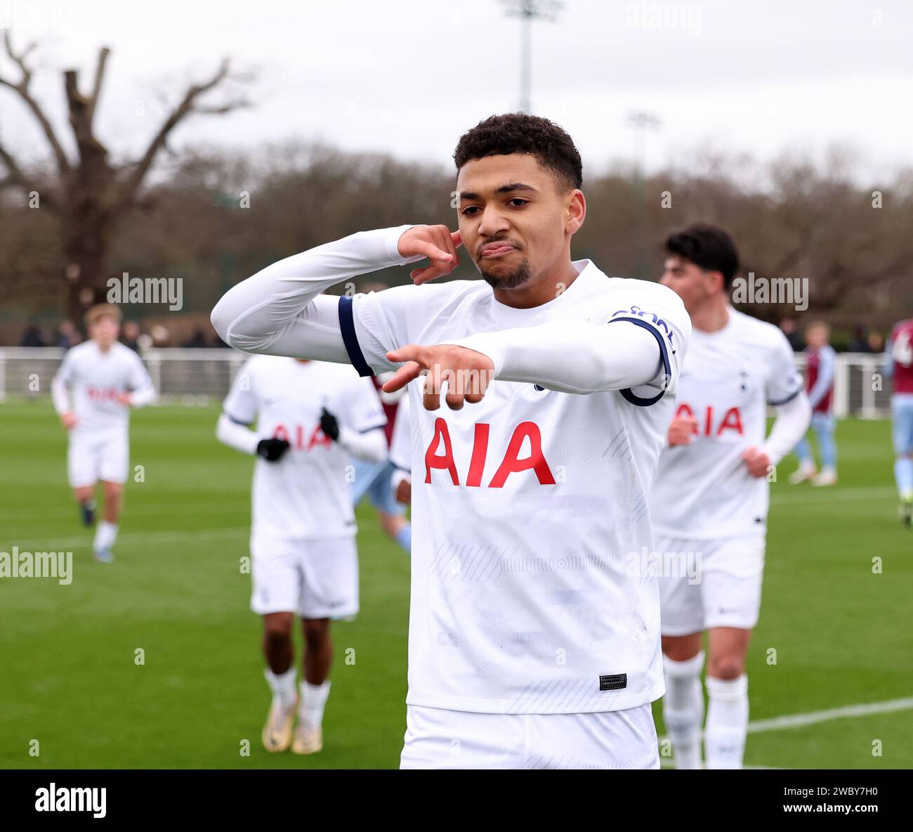 Enfield, UK. 12th Jan, 2024. Ellis Lehane of Tottenham Hotspur U18 ...