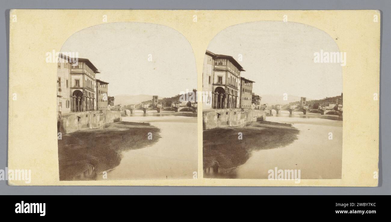 View of the Arno in Florence, Anonymous, c. 1850 - c. 1880 stereograph ...