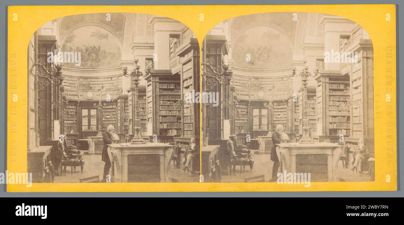 Interior of the Library of the Palais Bourbon in Paris, Charles Gaudin ...