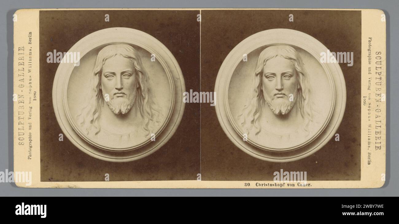 Plaquette of Head of Christ, Sophus Williams, 1880 stereograph ...