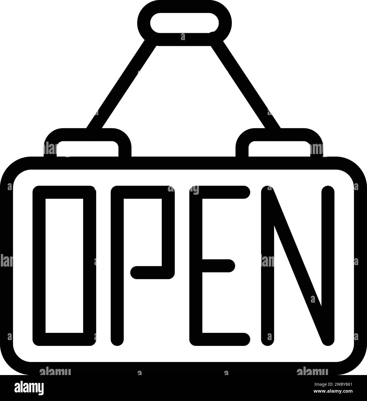 Open shop board icon outline vector. Sack display. Retail fashion shop ...