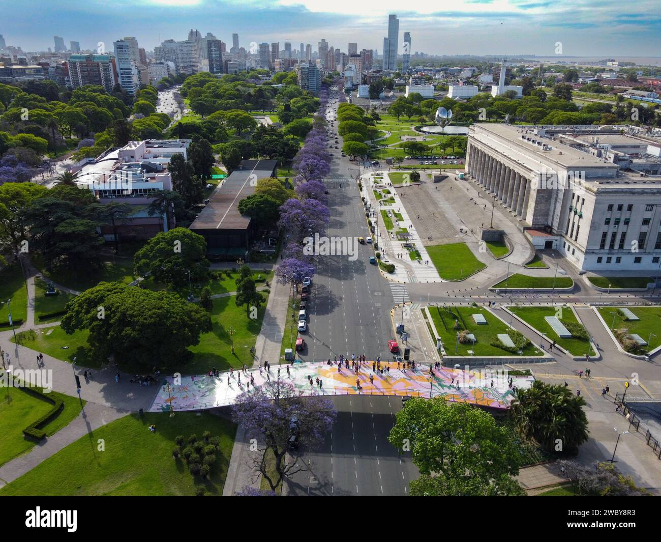 Aerial view of a vibrant and bustling cityscape in Buenos Aires with ...