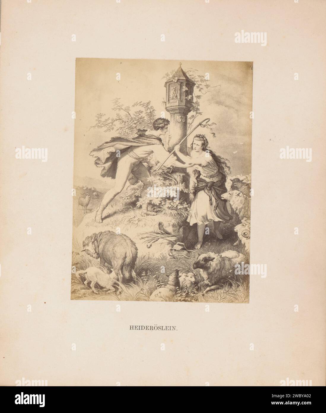 Photo production of a drawing of the Knaap and Röslein from Goethe's ...