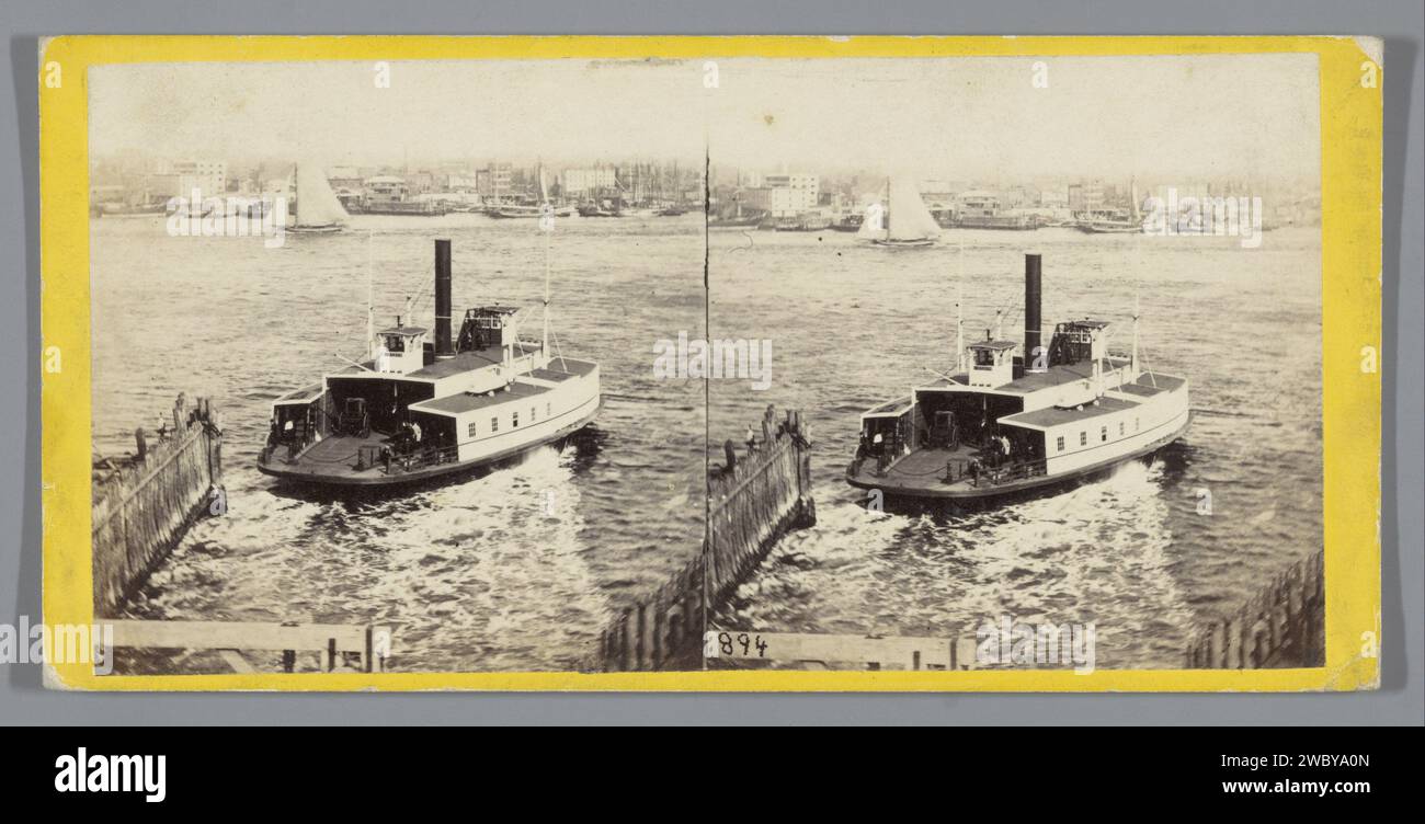 Ferry on East River, New York, Anonymous, 1864 - 1866 stereograph New ...