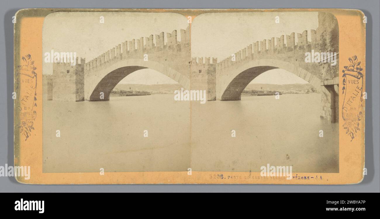 View of the Scaliger Bridge at Castel Vecchio, Verona, Jean Andrieu ...