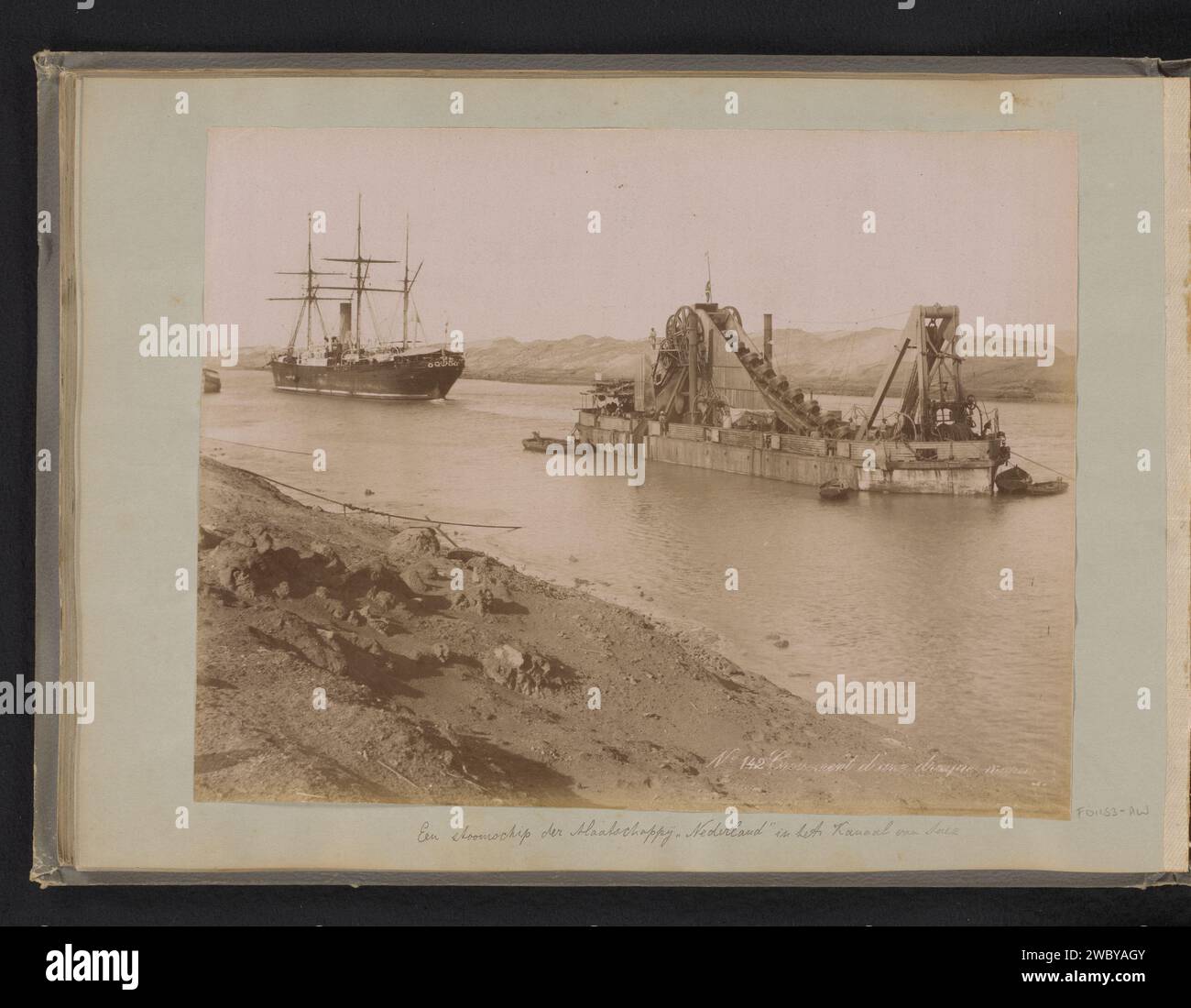 Steamship in the Suezkanaal, C. & G. Zangaki, 1885 photograph This ...