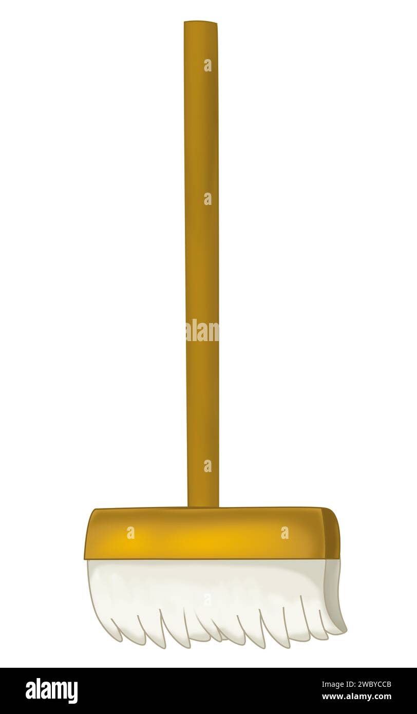 cartoon scene with wooden broom illustration for children Stock Photo ...