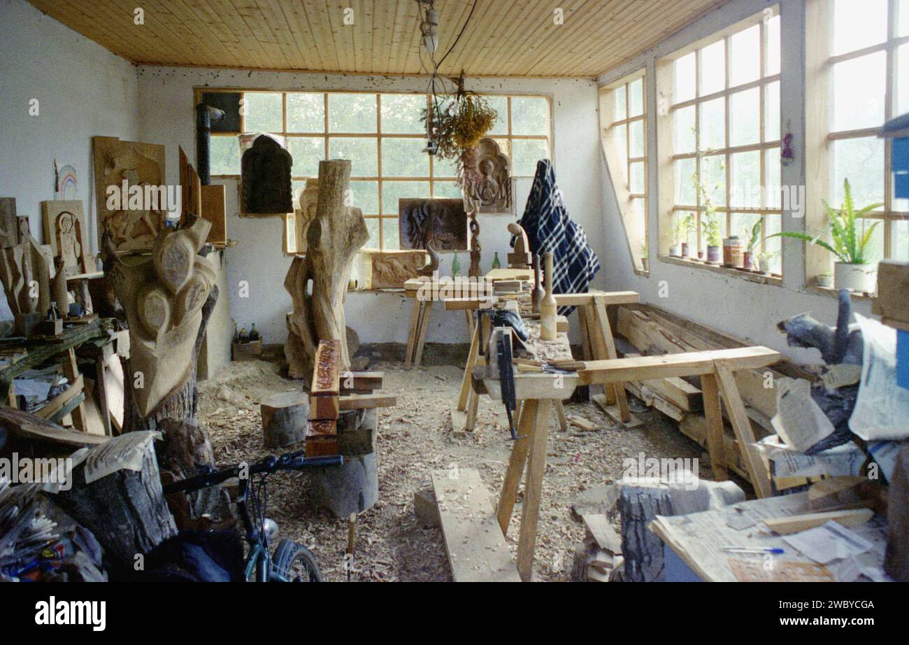 Vizantea, Vrancea County, Romania, approx. 2002. Inside the workshop of ...