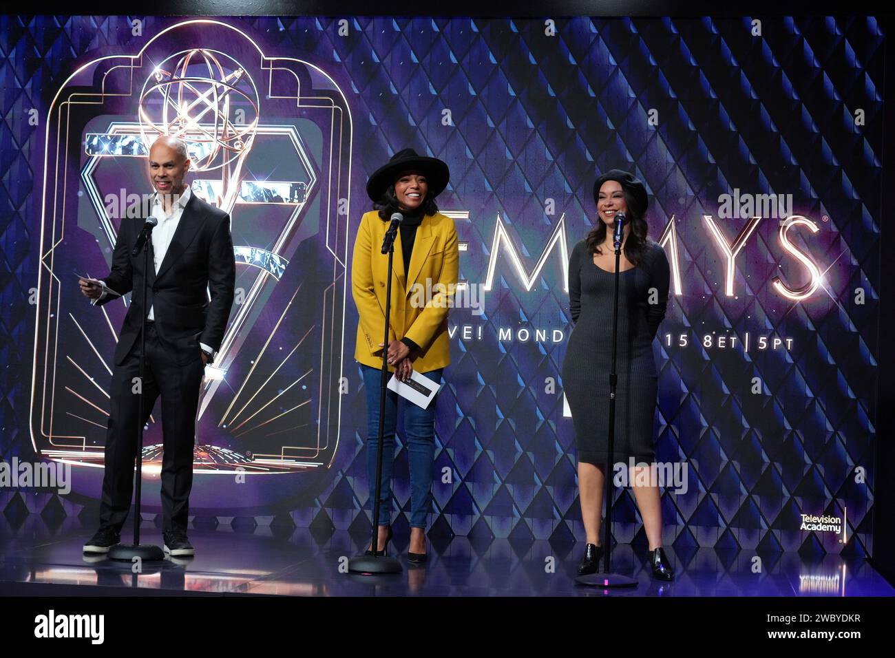 Jeannae Rouzan-Clay, Dionne Harmon and Jesse Collins at the 75th Emmy ...