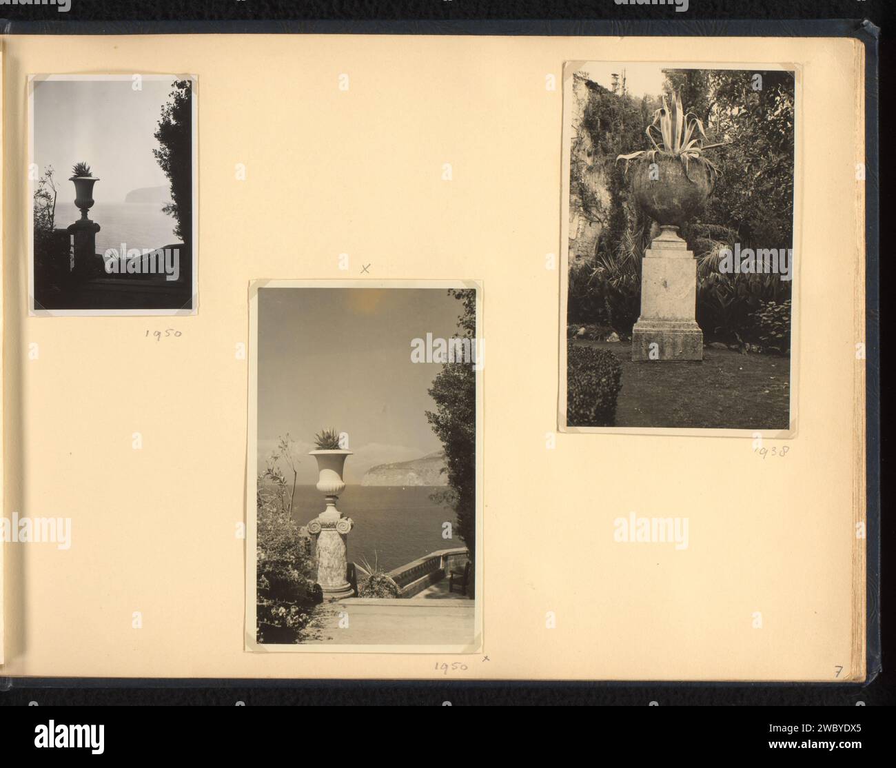 Three photos of the garden of Villa Tritone, Sorrento, Norbert van den Berg (1901-1972), 1938 ...