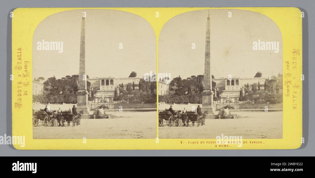 Piazza del Popolo en de Pincio Te Rome, Ernest Eléonor Pierre Lamy ...