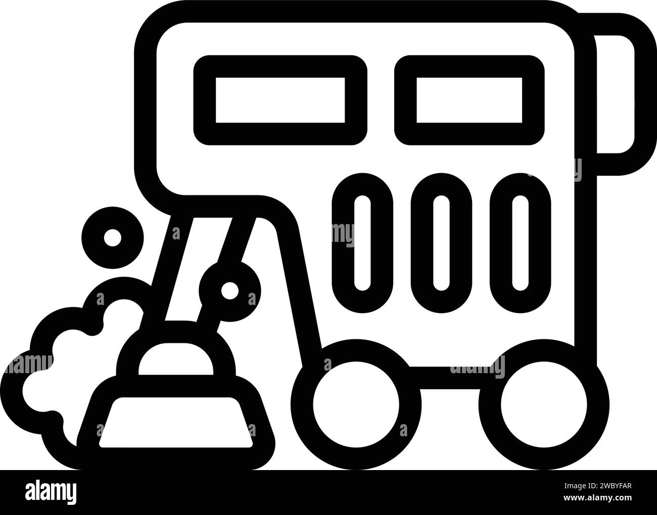 Dust round broom icon outline vector. City sweeper. Roadway surface ...