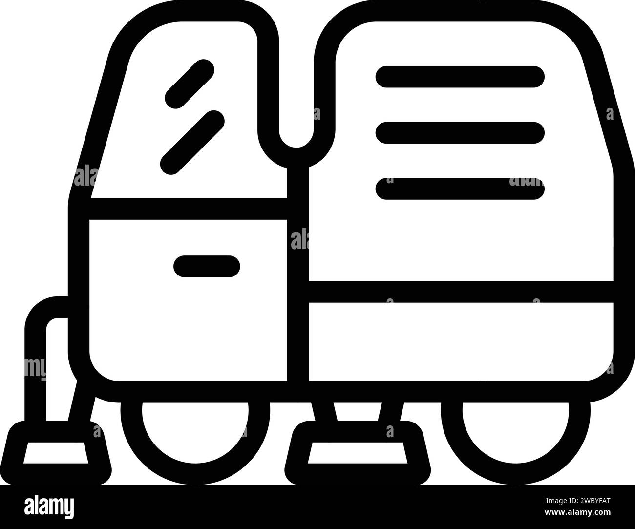 Modern city sweeper icon outline vector. Car dust on street. Path ...