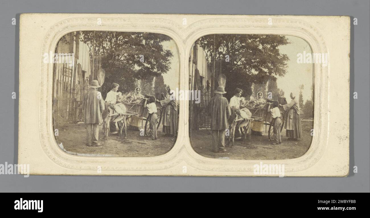 Group of people around horse and wagon, Anonymous, 1855 - 1875 tissue ...