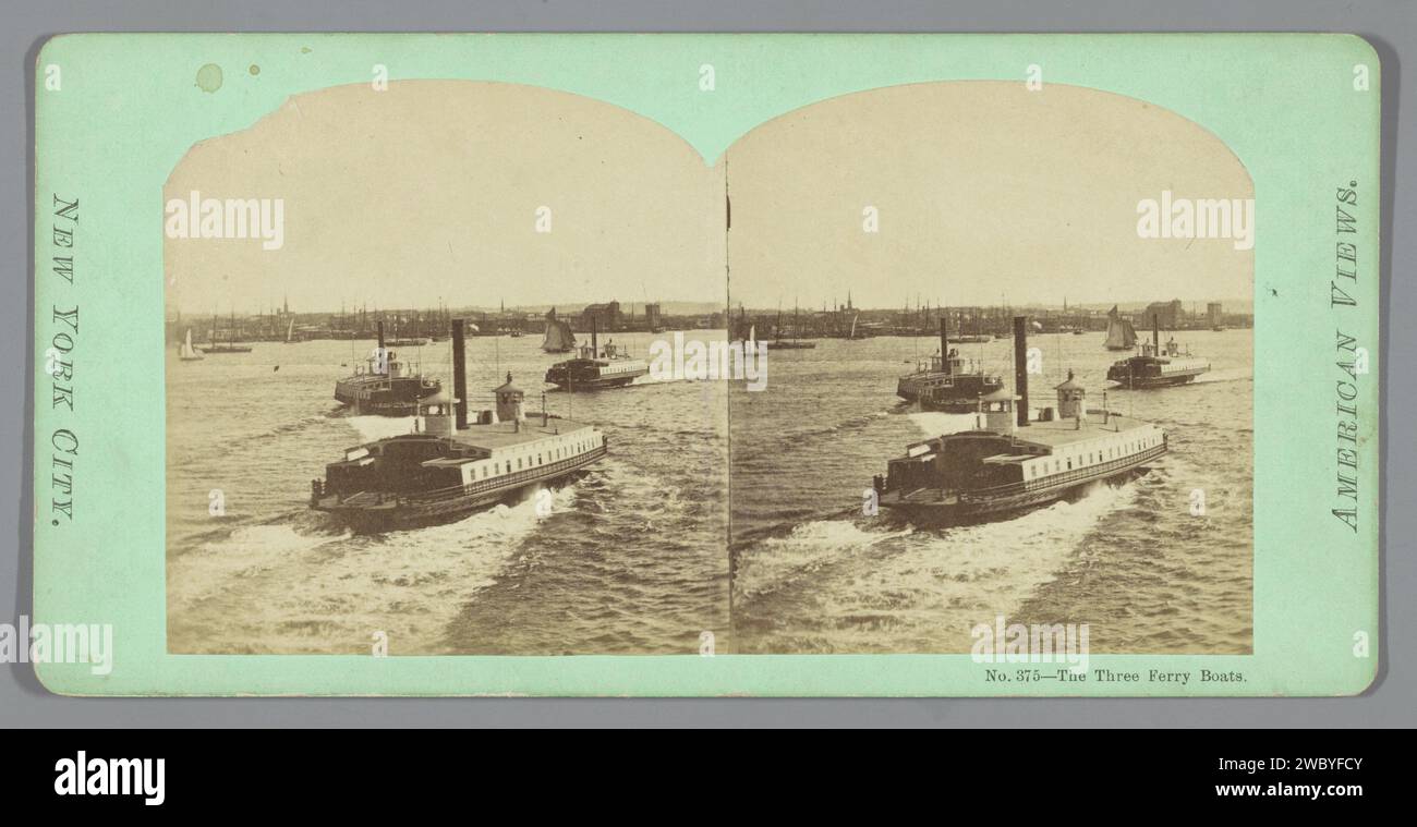 Three ferries at New York, Anonymous, 1866 - 1870 stereograph New York ...