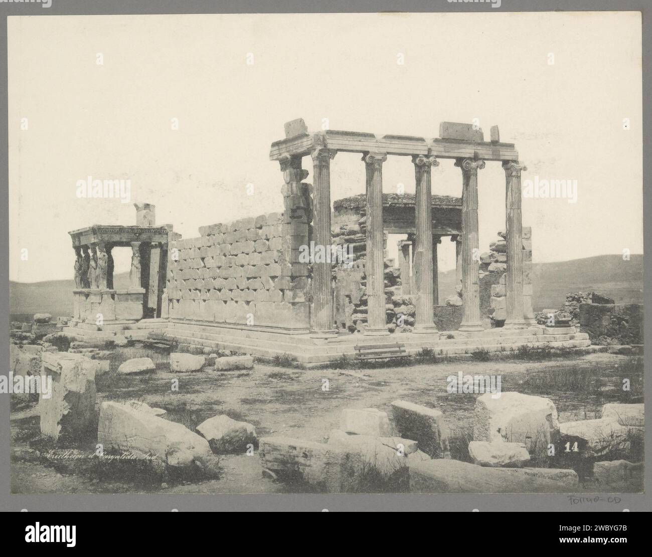 View of the Erechtheion with Cararians on the Acropolis in Athens ...