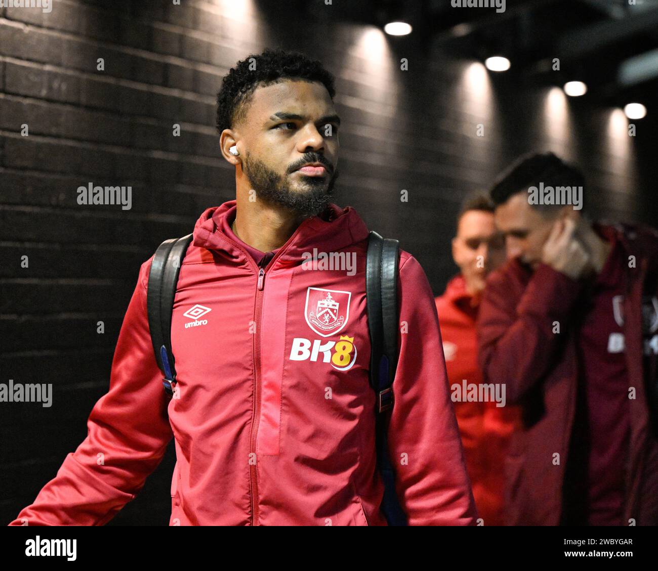 Burnley, UK. 12th Jan, 2024. Lyle Foster of Burnley arrives ahead of ...
