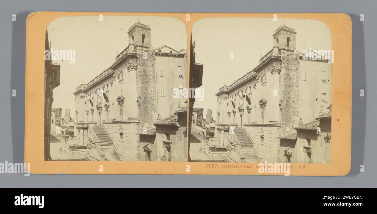 View of the Palazzo Senatorio, the main entrance of the Capitol in Rome ...